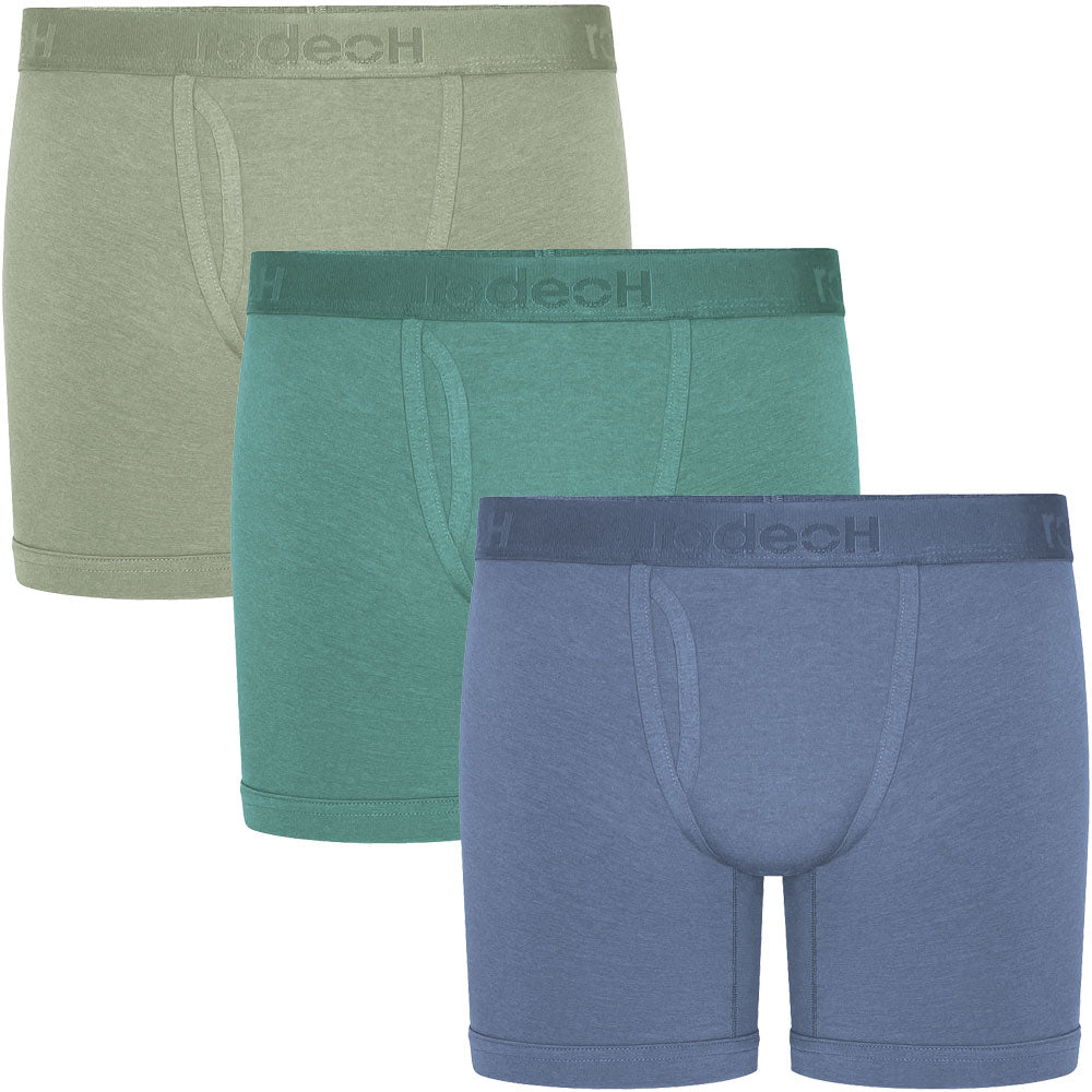 FTM Trans Masc Nonbinary Boxer Underwear 3 Pack Teal, Slate & Sage | RodeoH